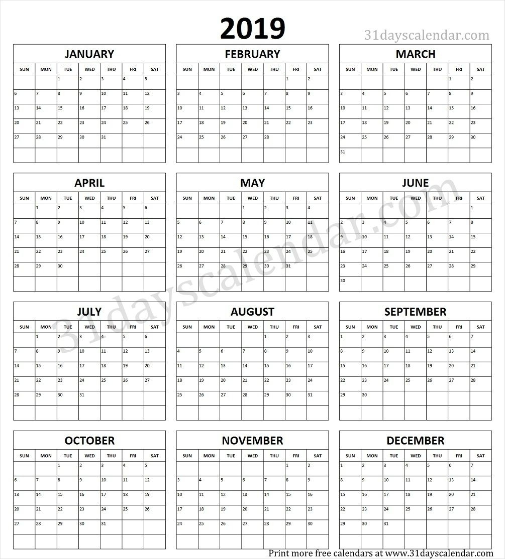 Year Calendar Free Printable Calendar Printables Free Templates Blank 