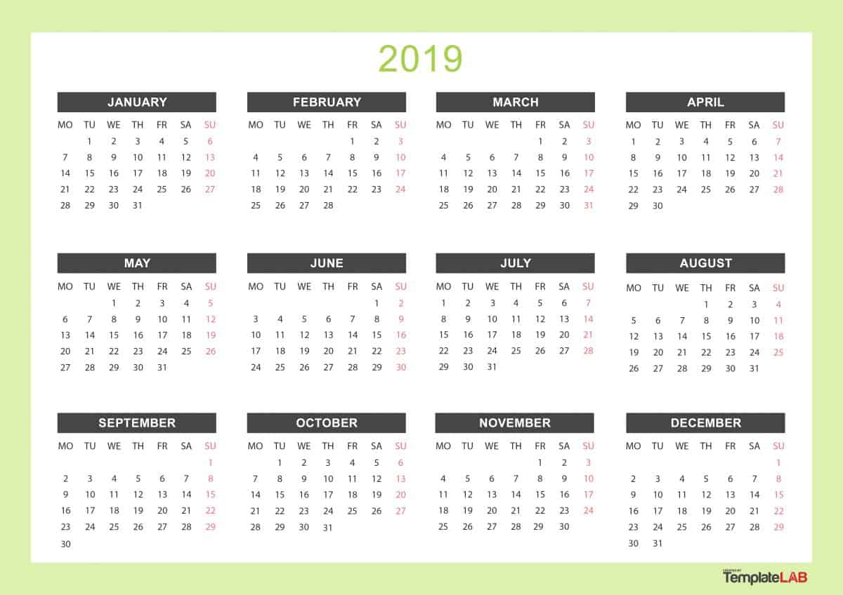 Free Printable Yearly Calendars