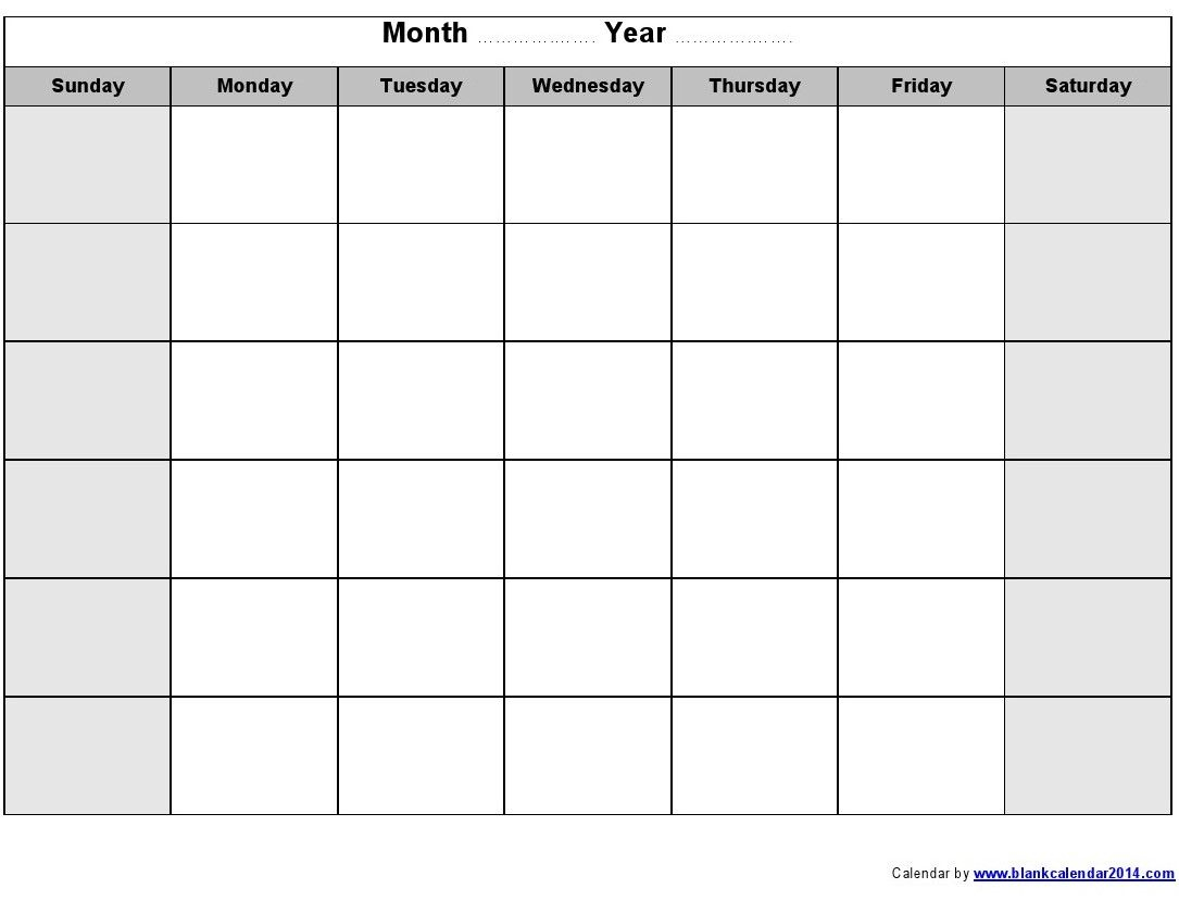 Printable Monthly Calendar Templates