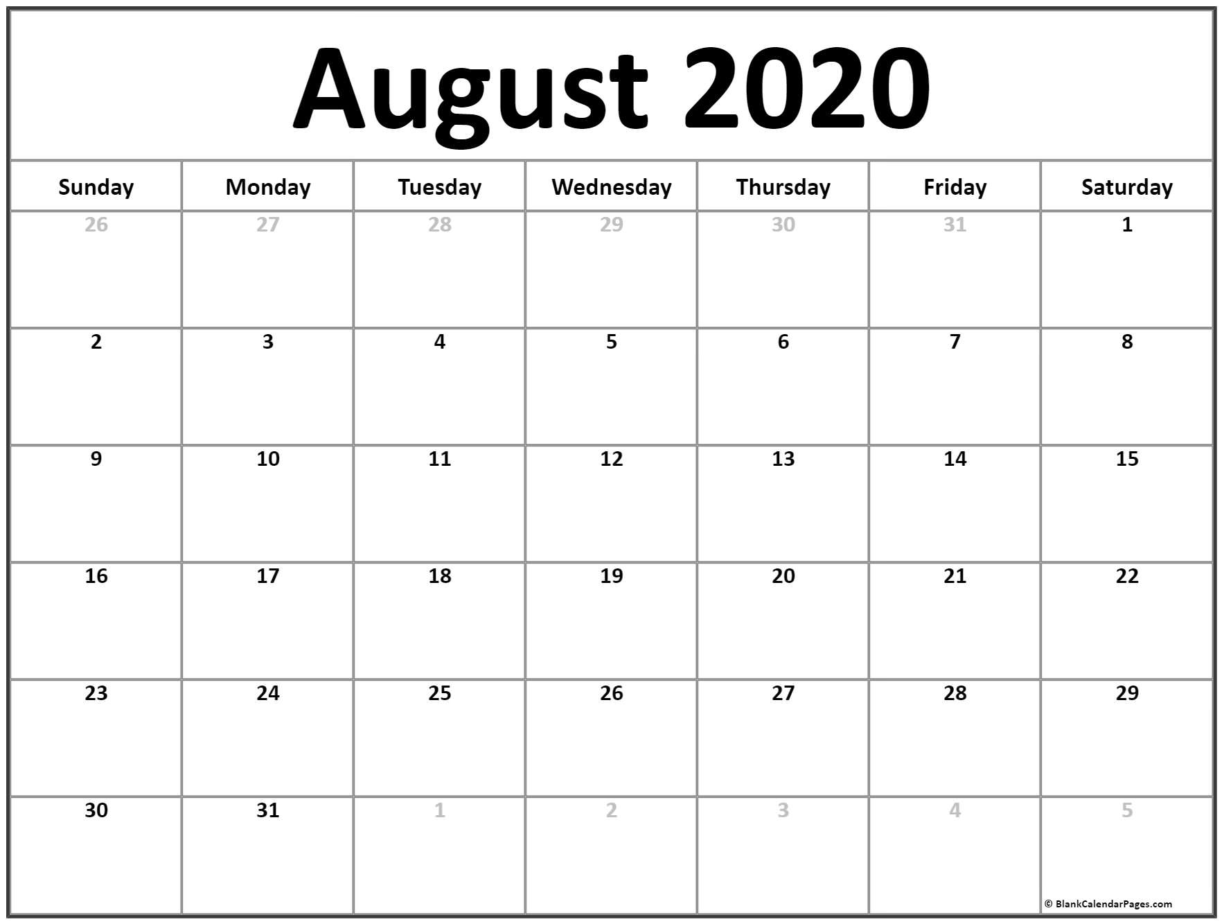 Print Calendar July And August 2020 Calendar Printables Free Templates