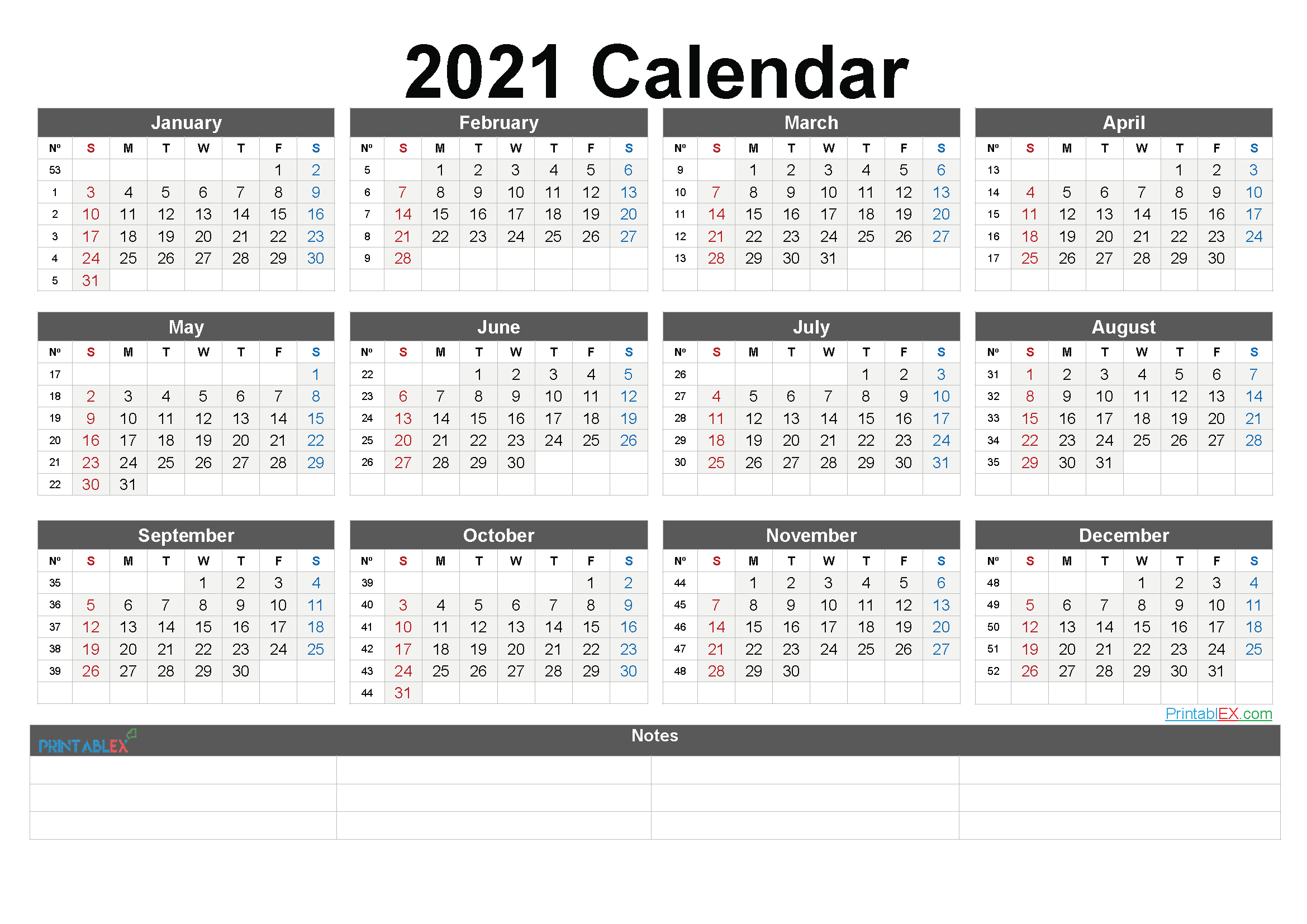 Calendar 2021 With Week Numbers Pdf Calendar Printables Free Templates